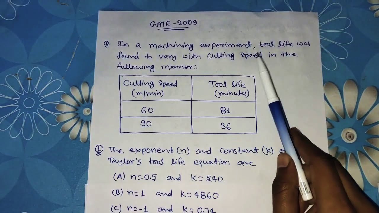 Taylor's tool life equation numericals problems || GATE PREVIOUS YEAR ...
