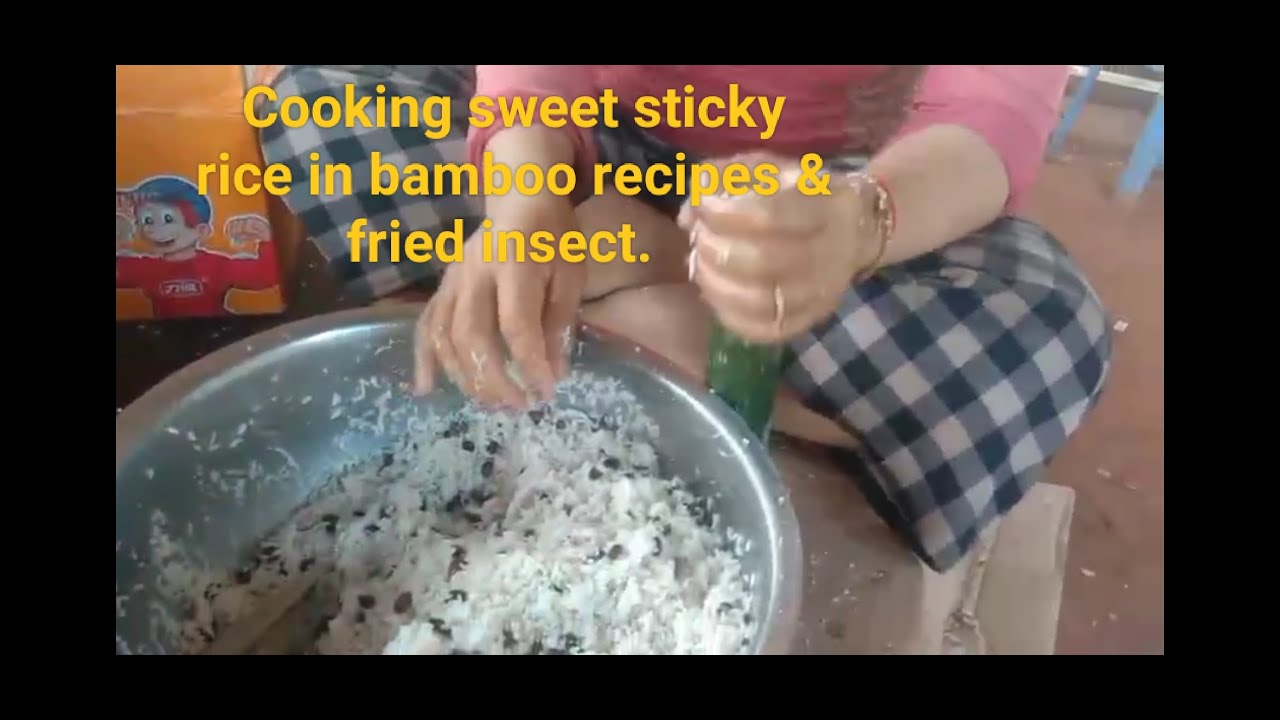 Cooking sweet sticky rice & fry insect - YouTube