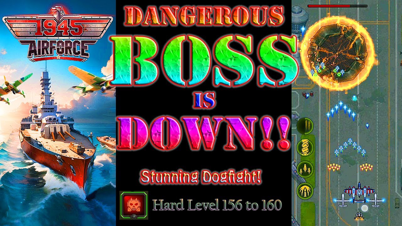 Dangerous BOSS is Down! 1945 Air Force: Airplane Games, Hard Level 156 ...
