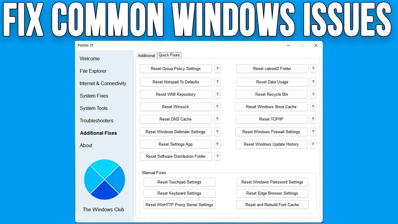 Fix Common Windows Problems with FixWin 10 & 11 - YouTube