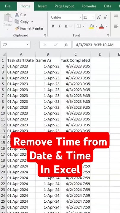 Remove time from date & time in excel #excelworld #excelfunction #exceltech #excelacademy #short ...