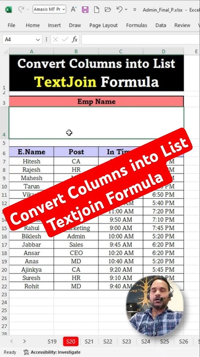 Convert Columns into List Using Textjoin | Convert Columns into List | Textjoin Formula in Excel ...