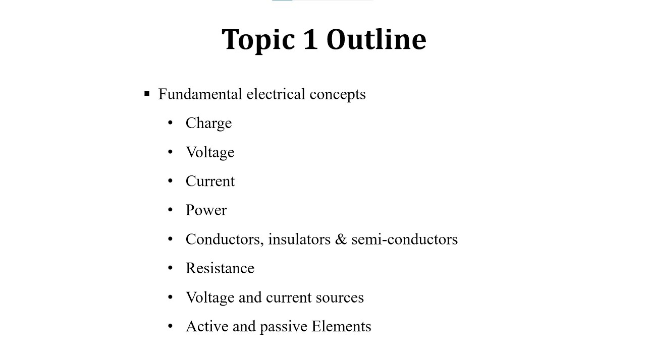 Topic 01: Basic Concepts of Electrical Circuit - YouTube