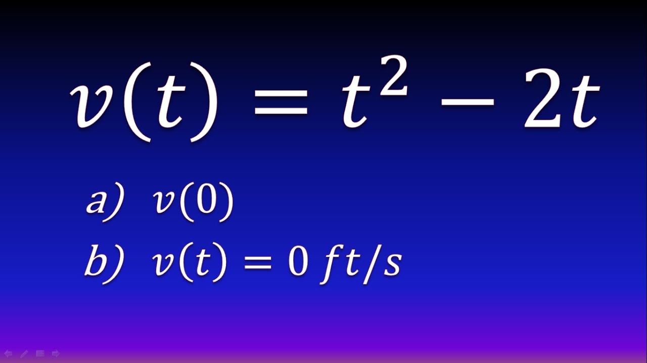 Encontrar velocidad inicial y reposo dada una funcion de velocidad ...
