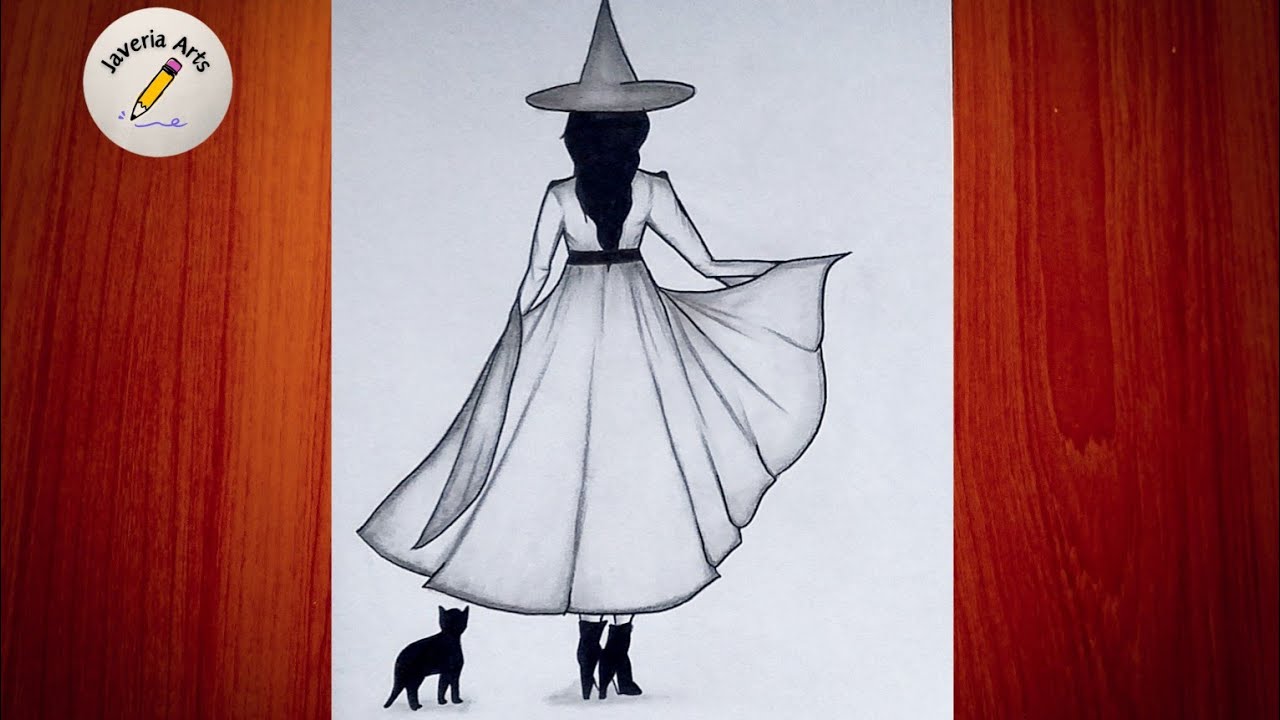 How to draw a witch || Easy girl drawing step by step || Girl drawing ...