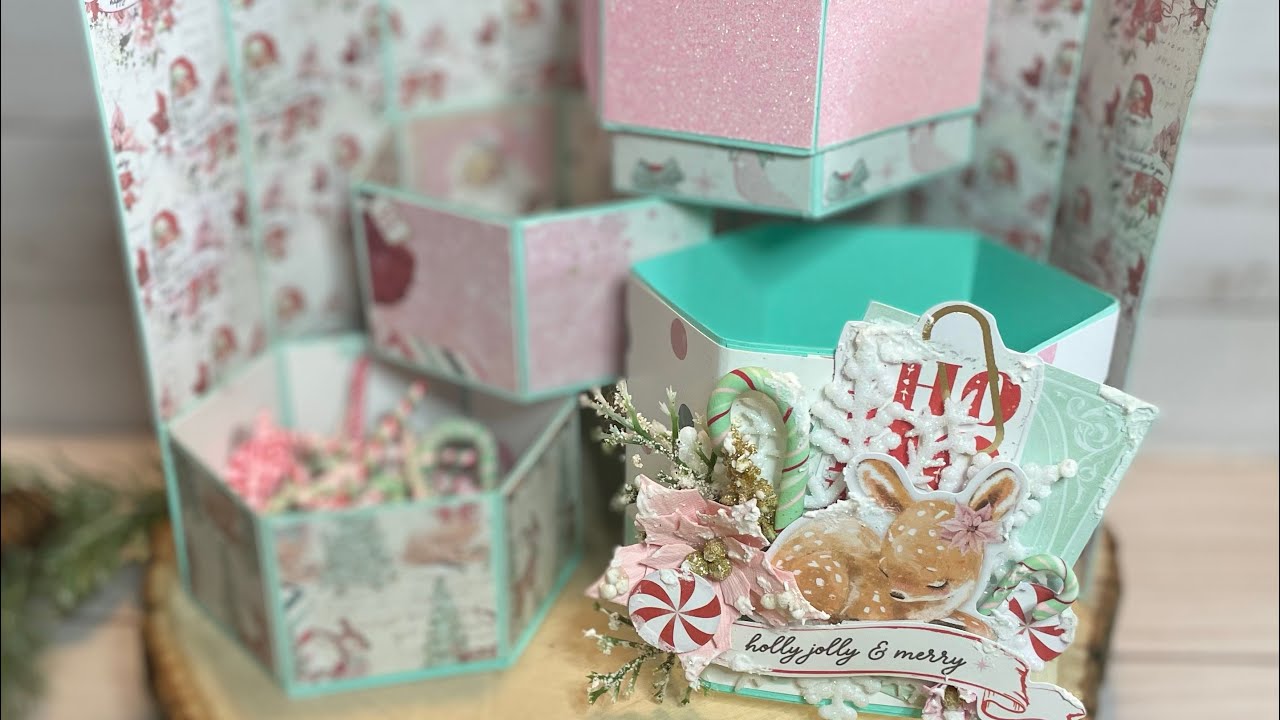 Tiered Hexagon Box Tutorial featuring the Crayon Box Die from Scrapdiva Designs - YouTube