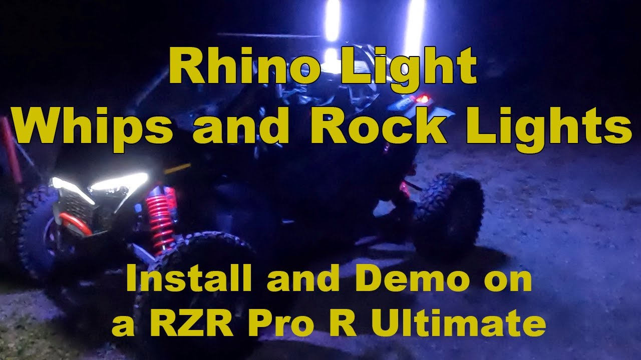 Rhino Light Brand LED Whips and Rock Light Install and Demo on a ...