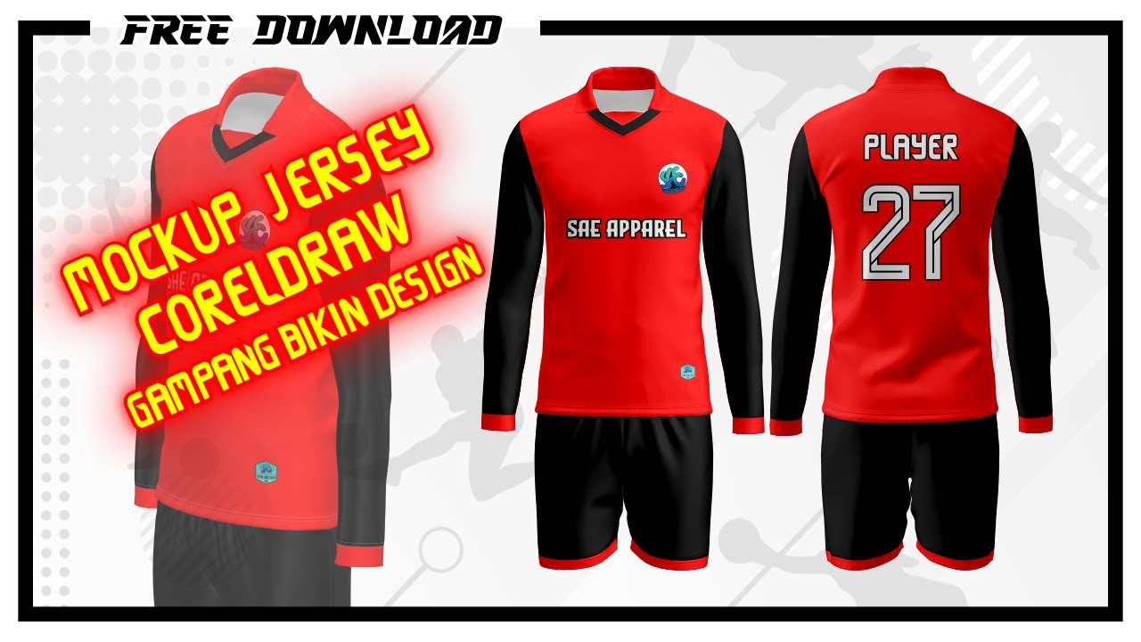 MOCKUP POLO JERSEY STELAN KERAH V NECK tangan panjang CORELDRAW ...