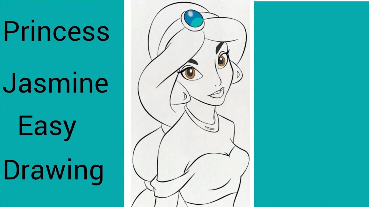 Princess Jasmine Drawing for kids || Draw Alladin Princess Jasmine ...