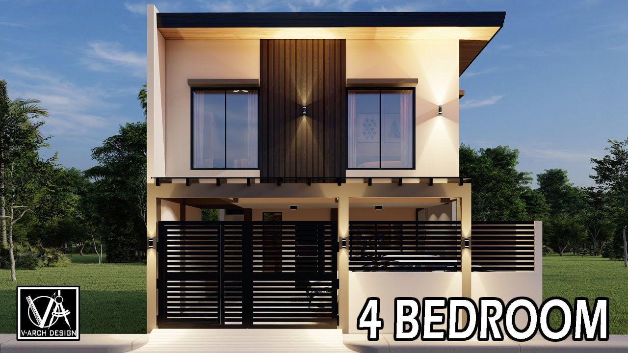 2 STOREY MODERN HOUSE DESIGN 4 BEDROOMS 7X13 METER - YouTube