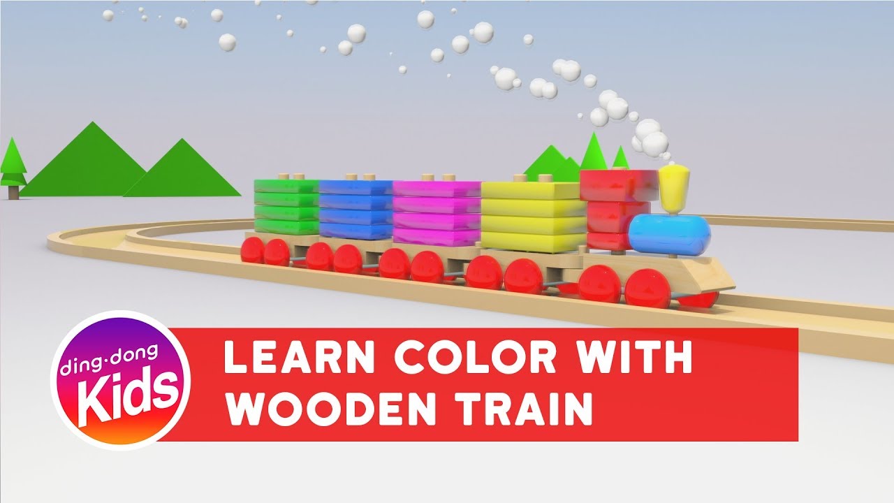 learn colors with wooden trains set for kids nursery rhymes - YouTube