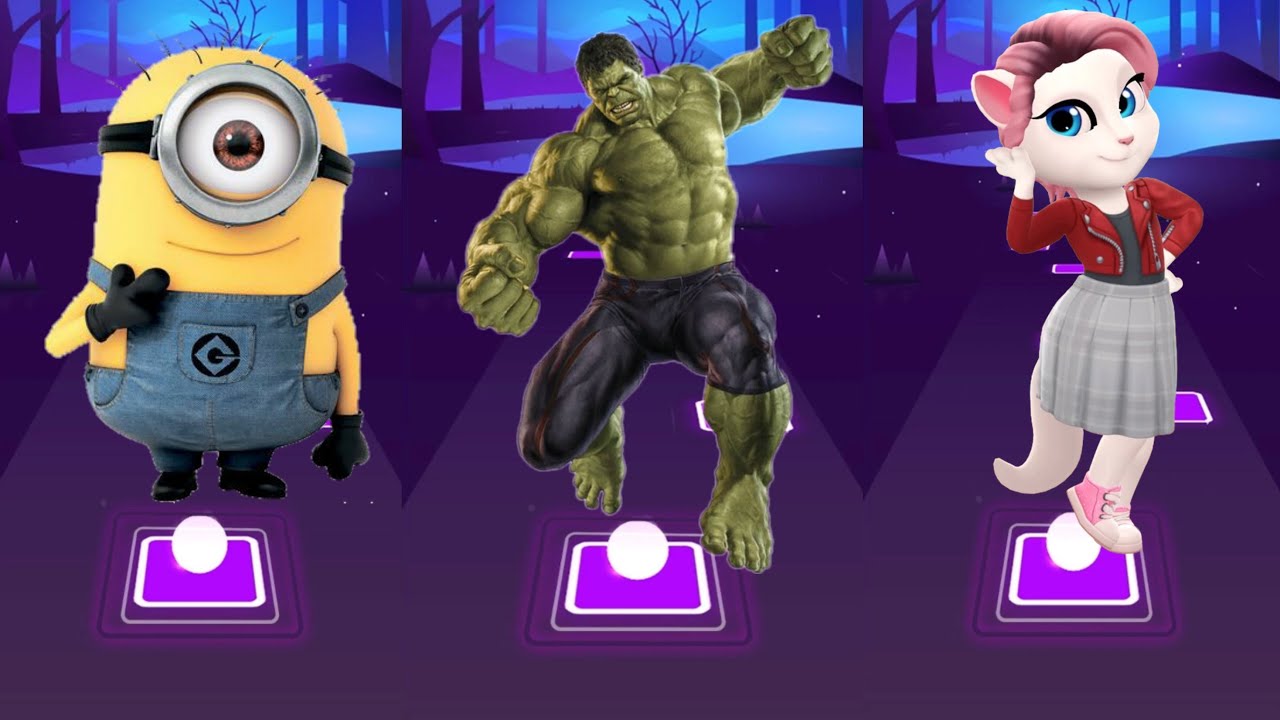 Tiles Hop - Minions vs Hulk vs Angela - YouTube