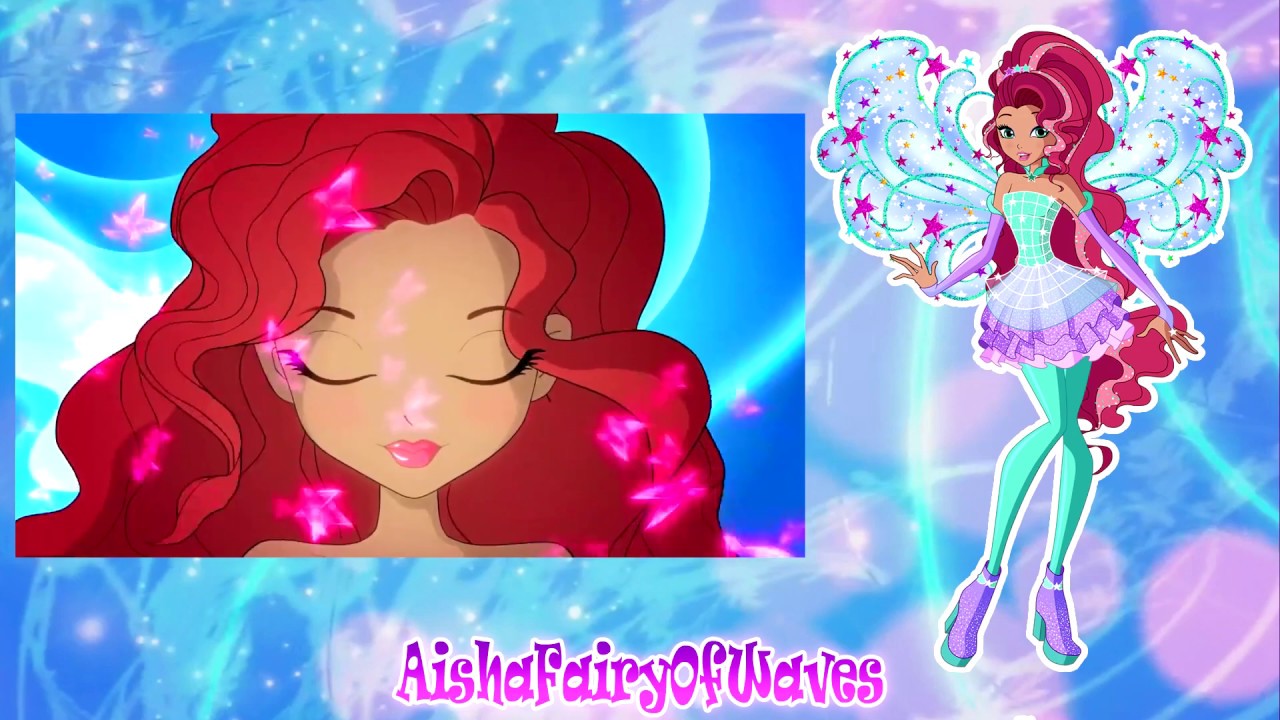 Winx Club Aisha all transformations Aqua version(up to Cosmix) - YouTube