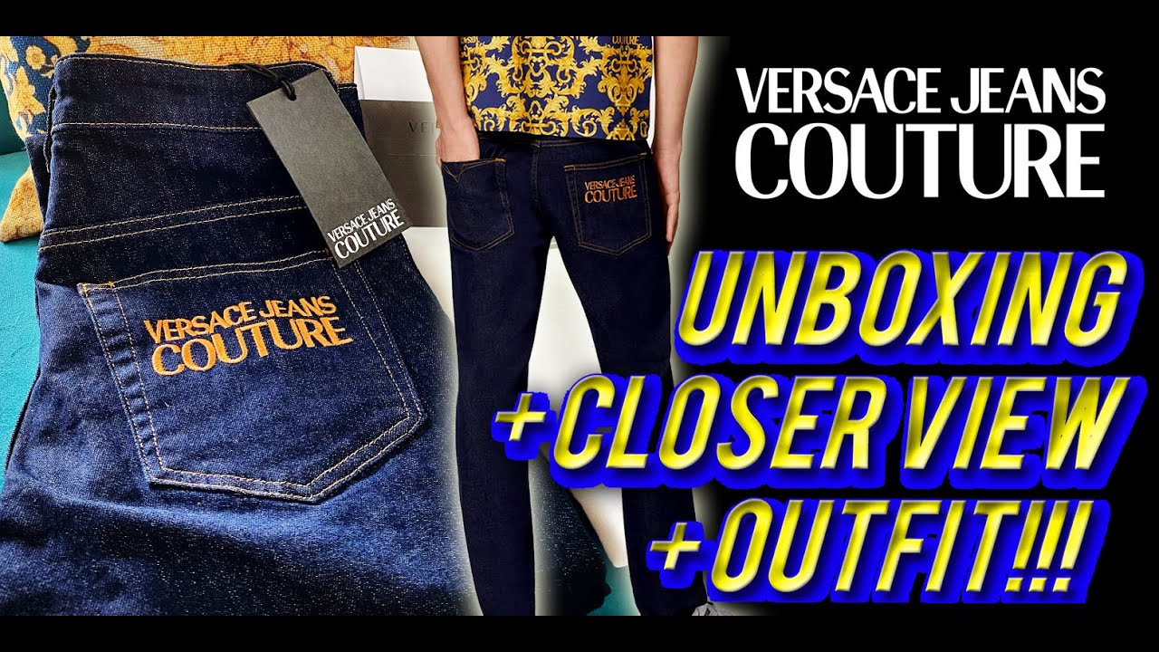 VERSACE JEANS COUTURE LOGO EMBROIDERED JEANS 2021 (UNBOXING + CLOSER ...