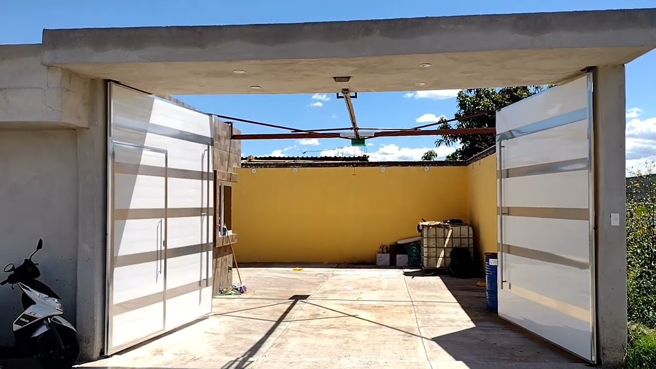 Portón abatible con apertura hacia dentro con Motor turbo power - YouTube