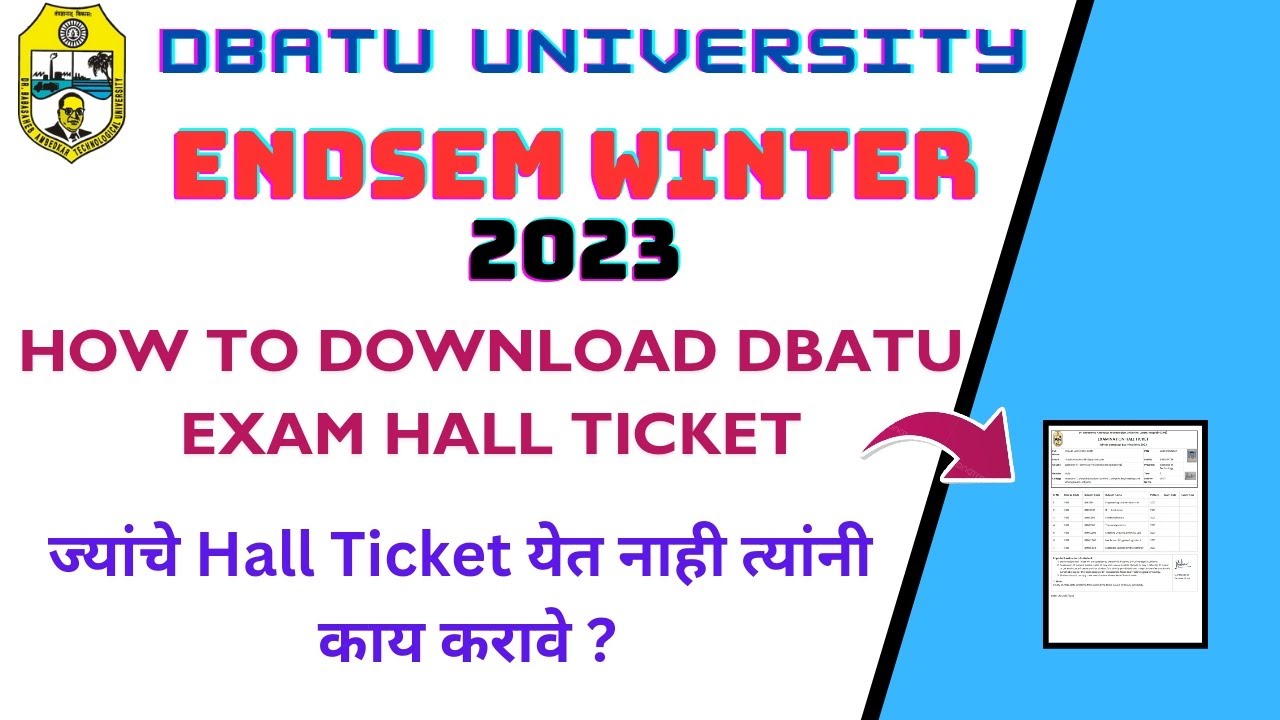 How to download DBATU Regular Exam Hall ticket 2023|असे करा Winter ...
