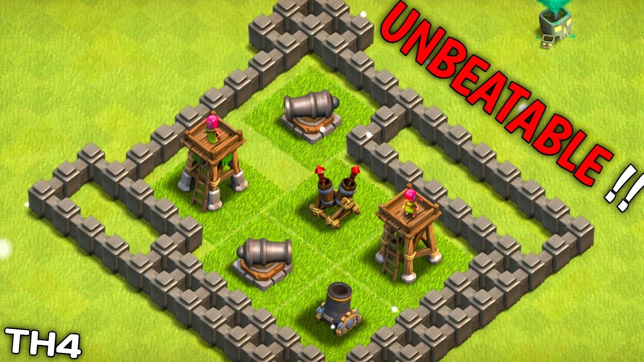 DEFENCE Layout For TH 4 !! #clashofclans #supercell - YouTube