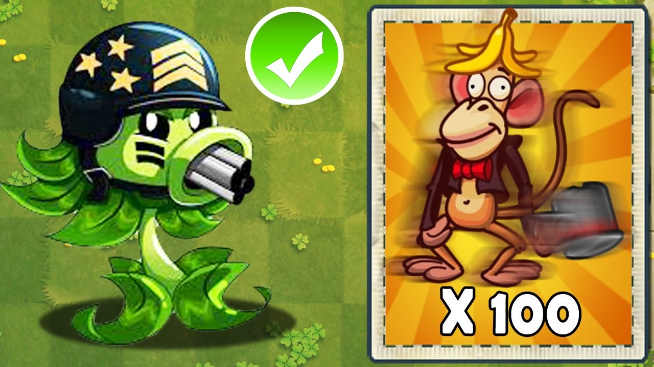 Every Plants With 1 Plant Food VS 100 Zombie Monkey - Plants Vs Zombies ...