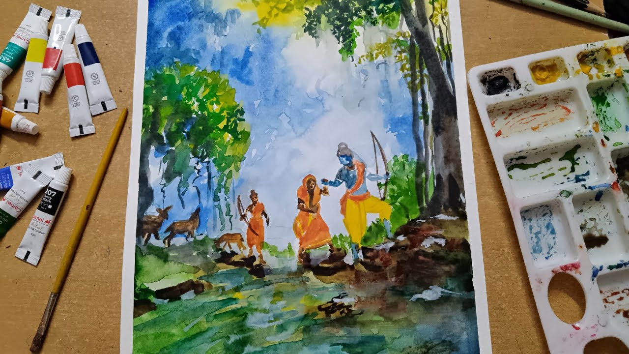 Ramayana | Vanvas | Siya Ram | Watercolor | Siya Ram painting - YouTube