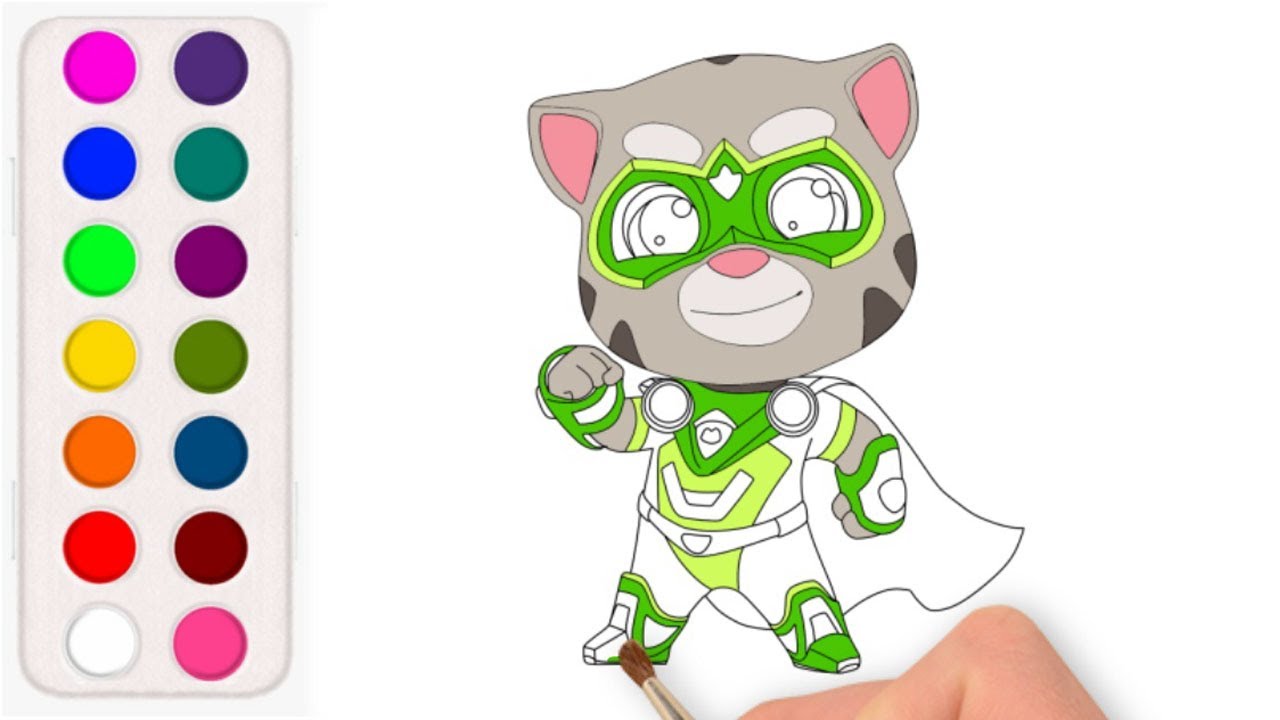 How to draw and color Talking Tom Hero Dash #TomRun #TomHeroDash # ...