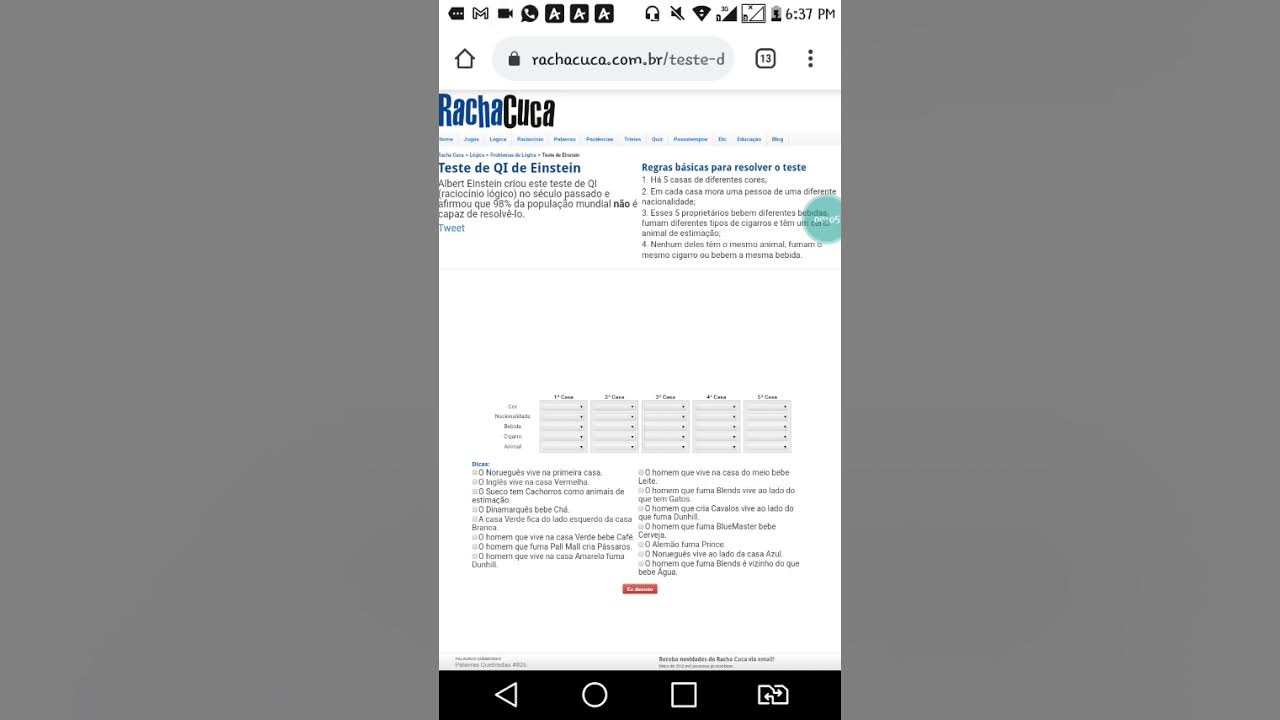 Resolvendo o enigma de Einstein - YouTube