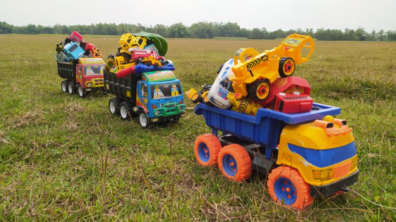 Mobil Truk Tronton Penuh Mobil Mobilan, Tayo, Dump Truk, Truk Paket ...