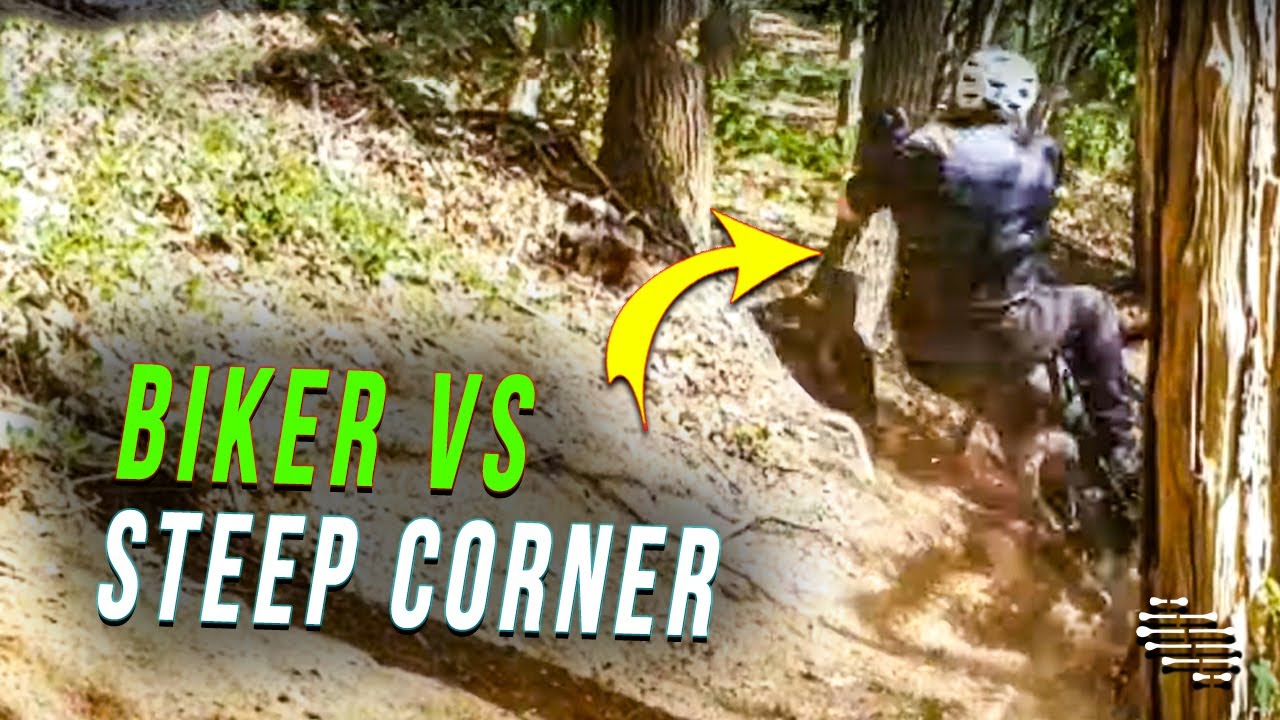 Biker Came Out Too Fast From Steep Corner and Hit the Tree Face First ...