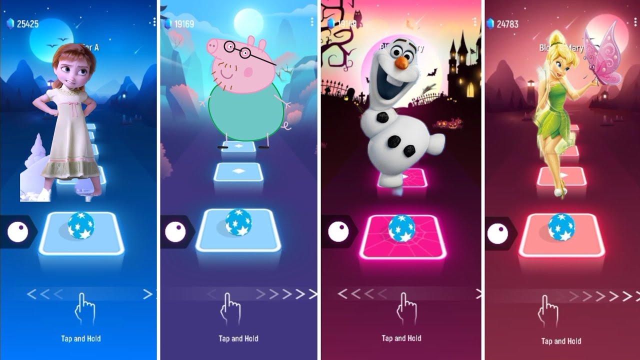 BABY ANNA - PEPPA PIG - OLAF - GAME PRINCESS - tiles hop EDM rush - YouTube