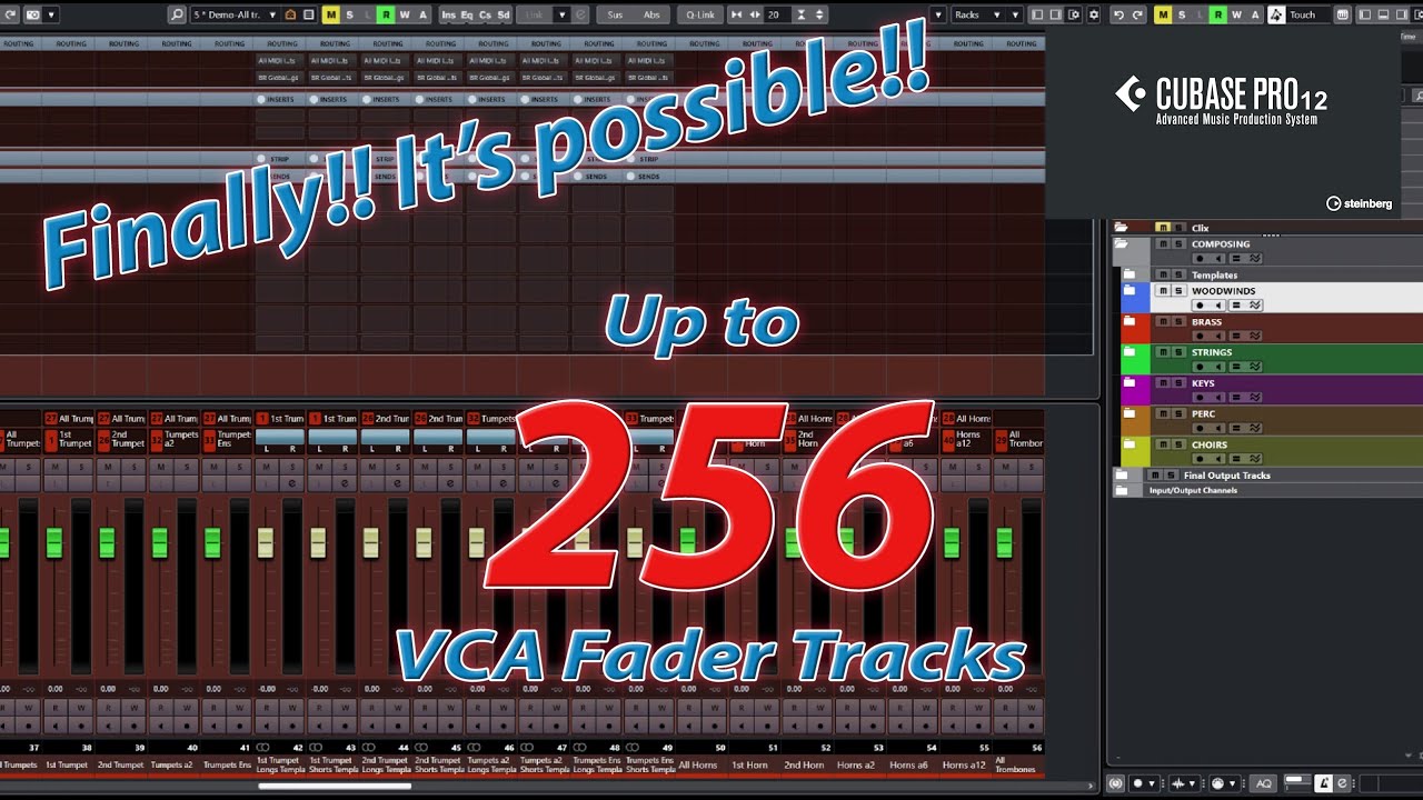 VCA Faders Demo with Cubase 12 Pro and now up to 256 VCA tracks - YouTube