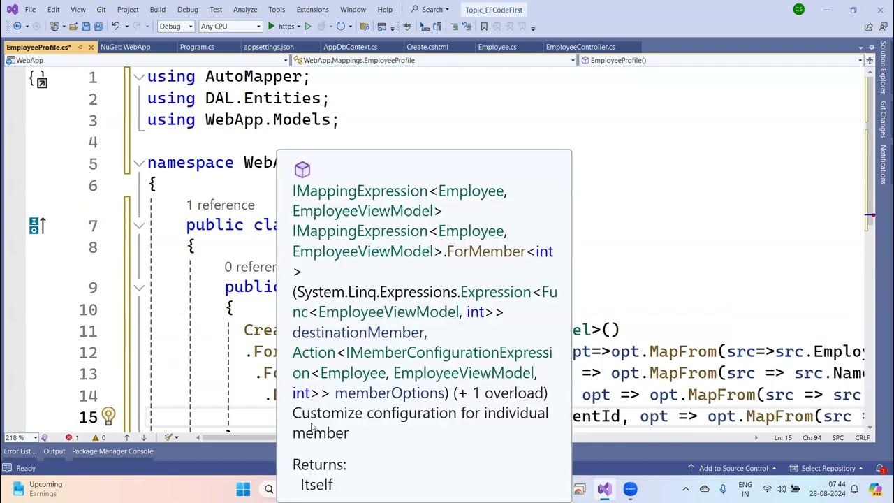 Working with AutoMapper with Code First in EF Dotnet core 8.0 - YouTube