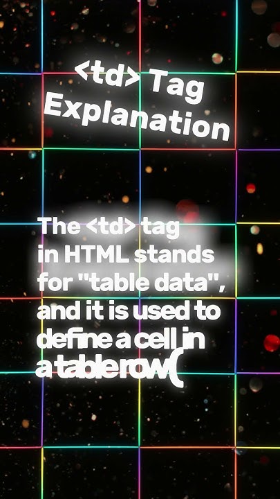 🔍 HTML "td" Tag Explained in 6 Seconds! | Table Data Magic 💻 - YouTube