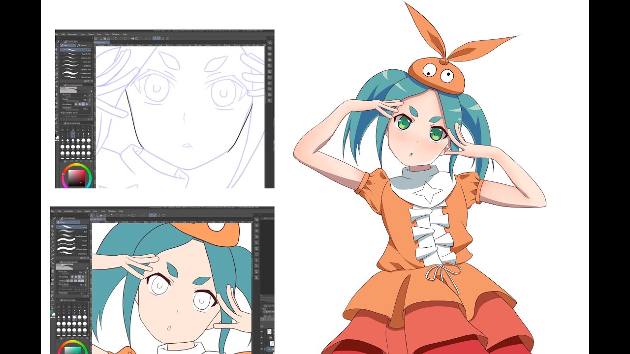 Ononoki Yotsugi digital drawing timelapse | Monogatari Series - YouTube