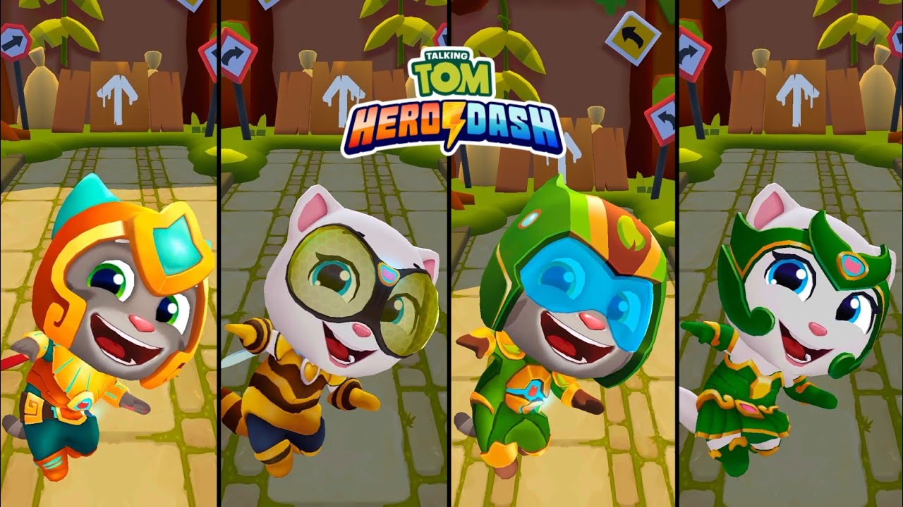 Talking Tom Hero Dash Gold Flash Tom vs Queen Bee Angela vs Power Plant ...