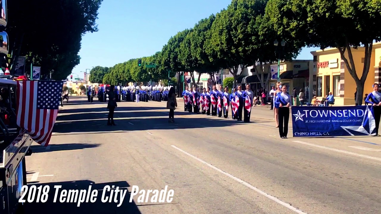 Townsend JHS Marching and Color Guard at 2018 Temple City Parade - YouTube