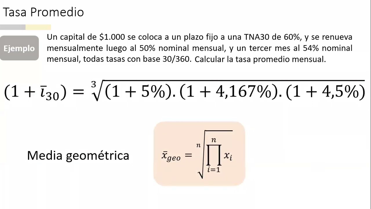 CÁLCULO FINANCIERO - Unidad II: Régimen Compuesto - Tasa Promedio ...