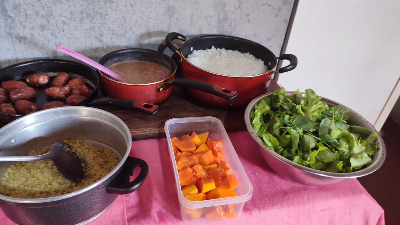 almocinho da Rosa milho verde afogado mamão linguiça frita salada # ...