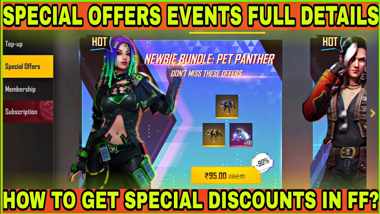 FREEFIRE SPECIAL OFFERS FULL DETAILS - HOW TO GET SPECIAL DISCOUNTS ON ...