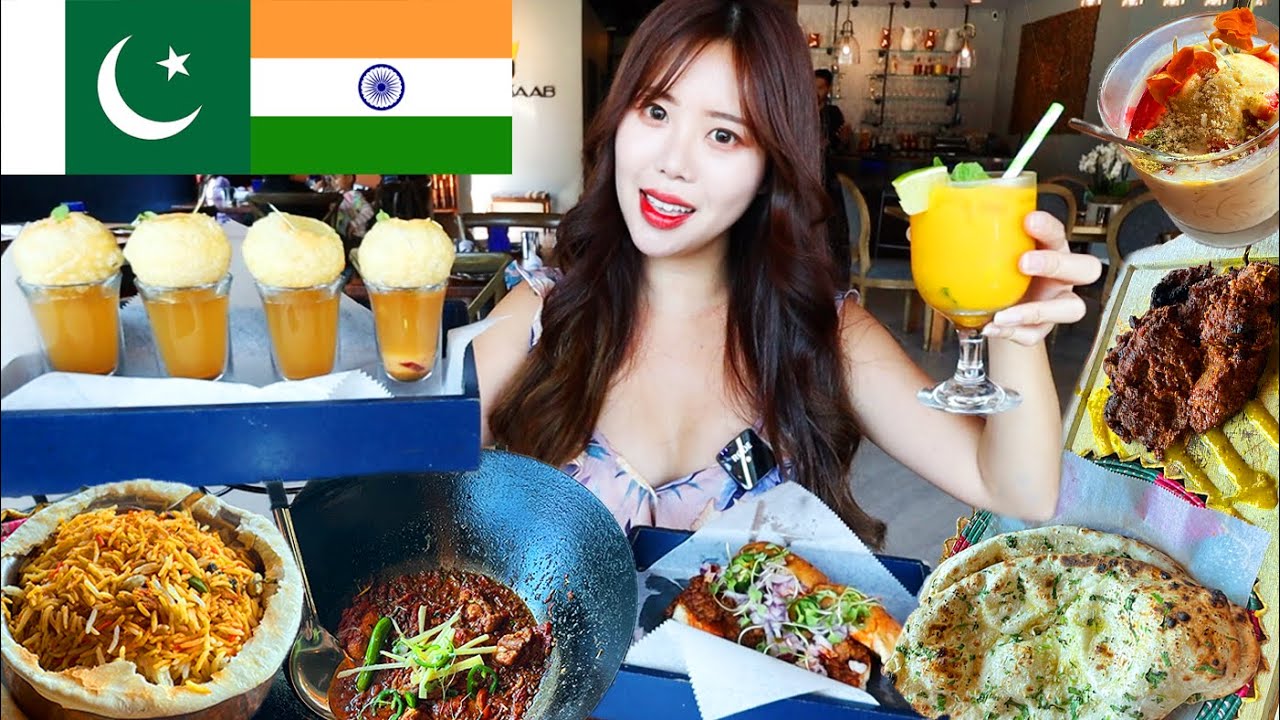 PAKISTANI & INDIAN FOOD MUKBANG 먹방 (Chicken Karahi, Biryani, Pani Puri ...