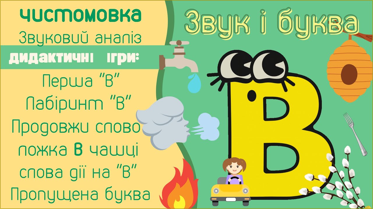 Звук В і буква В Ігри завдання чистомовка Підбери слово дію на В