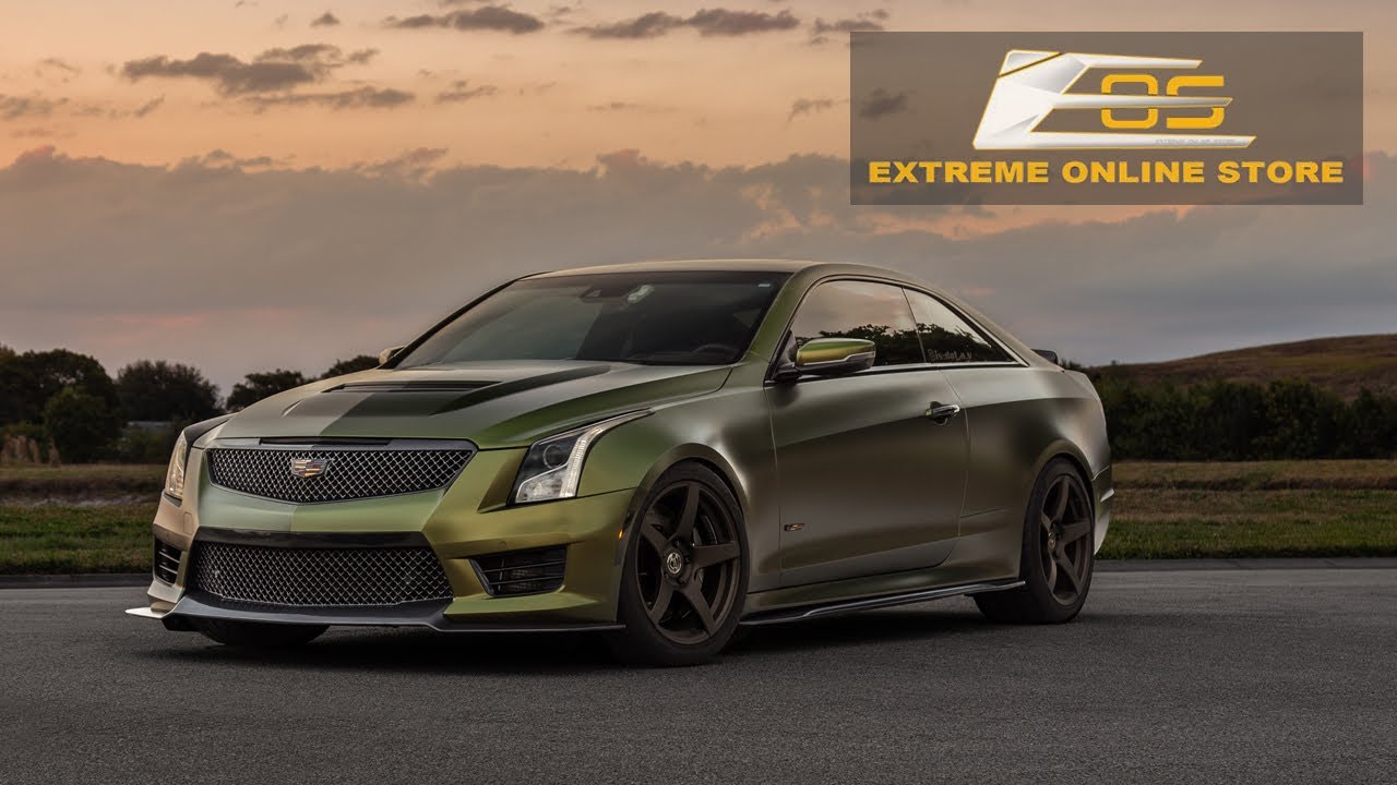 Cadillac ATSV Carbon Fiber Extended Splitter and Side Skirts - YouTube
