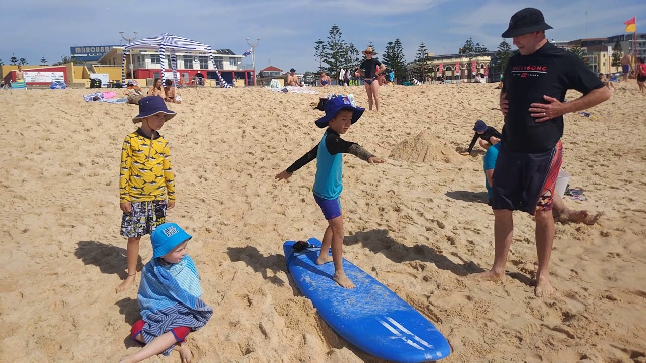 The First Surfing Lesson - YouTube