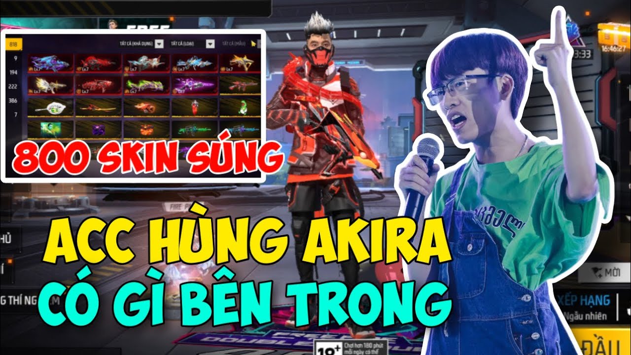 (Free Fire) Review ACC Free Fire Của HÙNG AKIRA Ông Trùm Skin Súng - YouTube