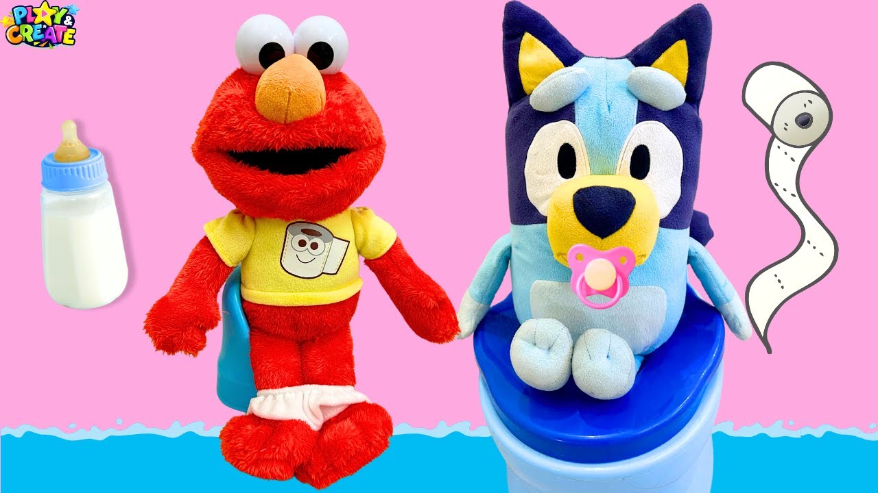 Bluey & Bingo, Elmo Potty Training! Bluey Baby and Baby Elmo Toy ...