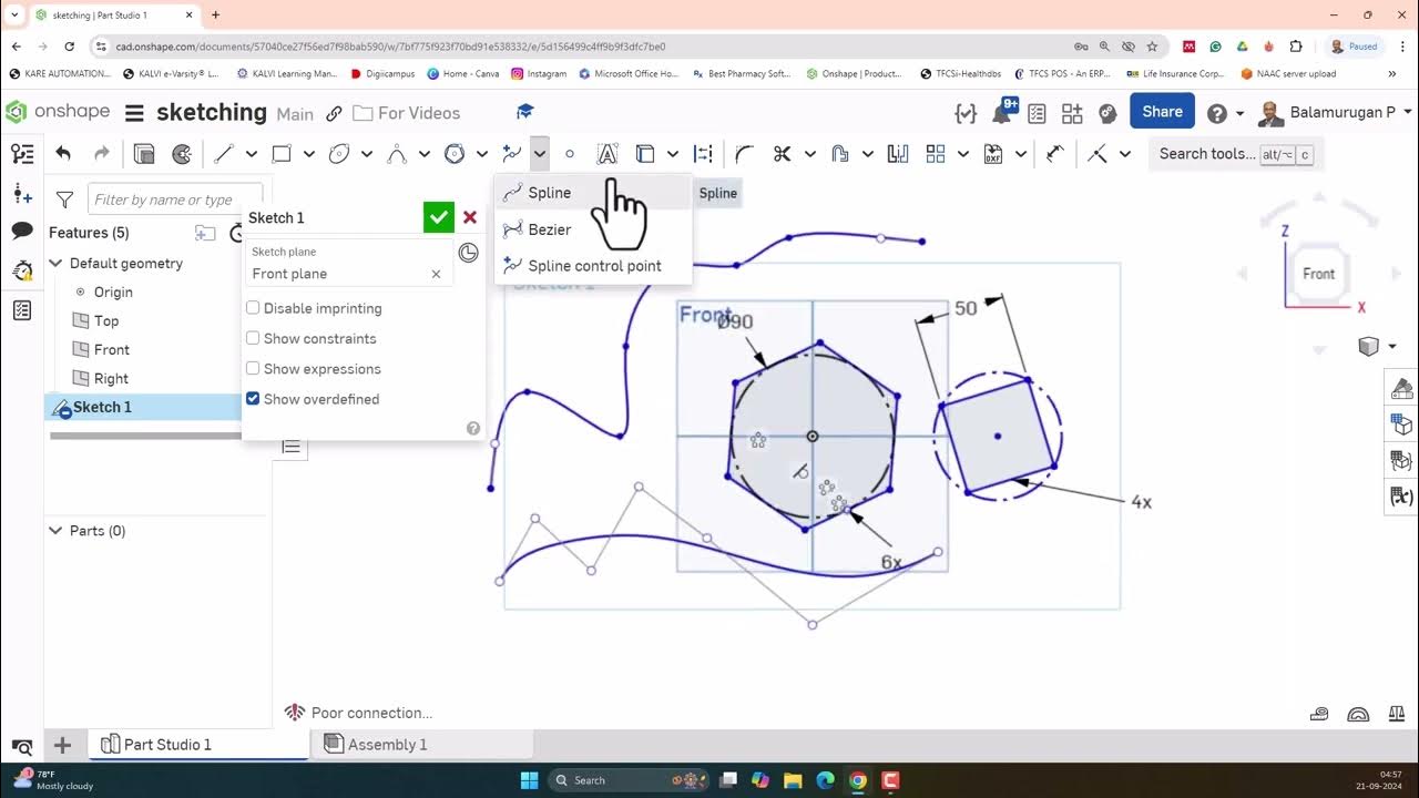ONSHAPE TUTORIAL - SKETCHING - POLYGON, SPLINE, POINT, TEXT, CONSTRUCTION - YouTube
