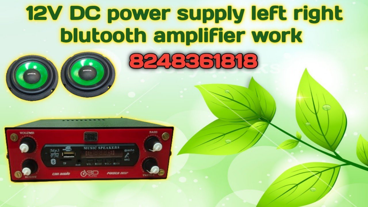 12v DC power left right blutooth amplifier work - YouTube