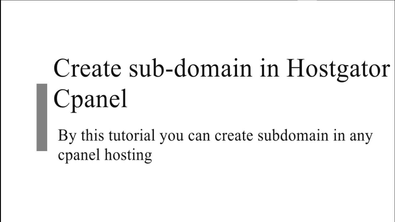 Create sub domain in HostGator cPanel | how to make subdomain | subdomain for a domain - YouTube