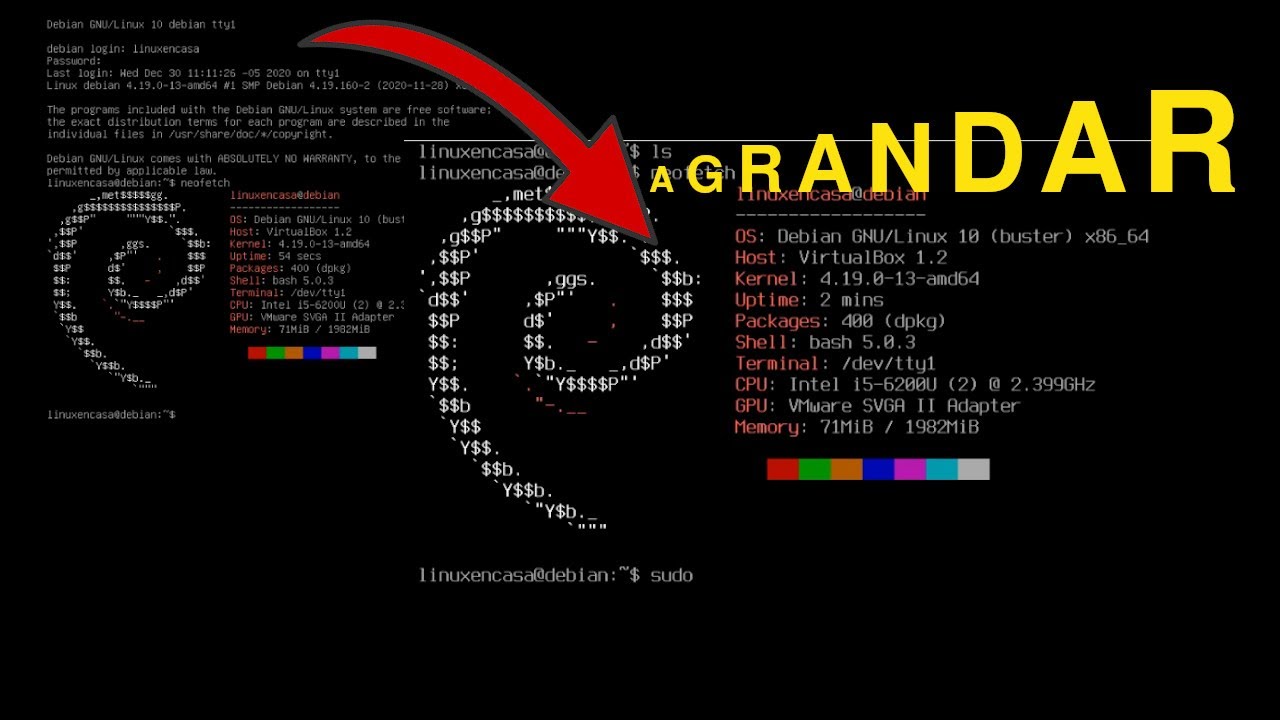 AGRANDAR LETRA en Consola TTY en Linux Debian [V118] - YouTube