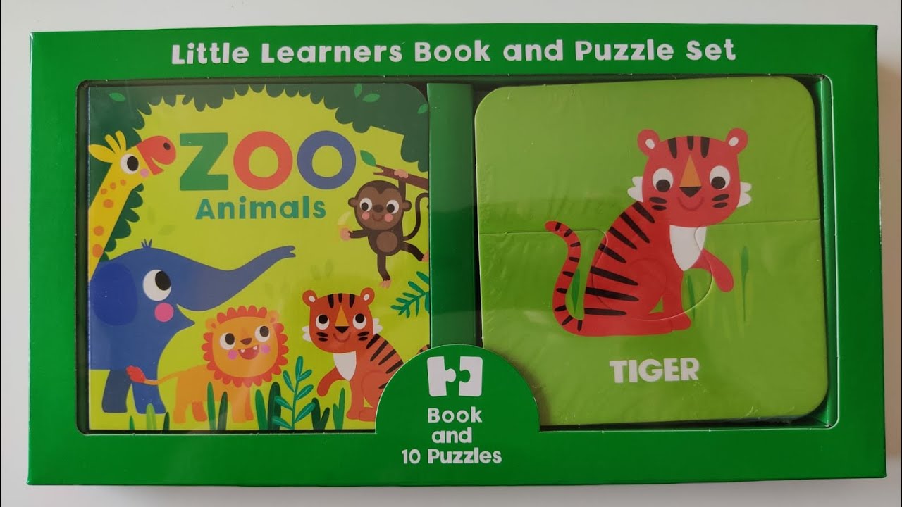 Little Learners Book and Puzzle Set (Book and 10 Puzzles) Zoo Animals ...