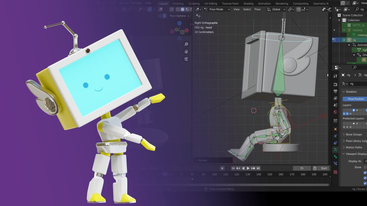 Happy bot Blender animation making process - YouTube