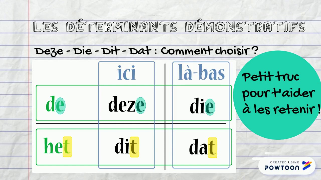 Néerlandais - Les déterminants démonstratifs - YouTube